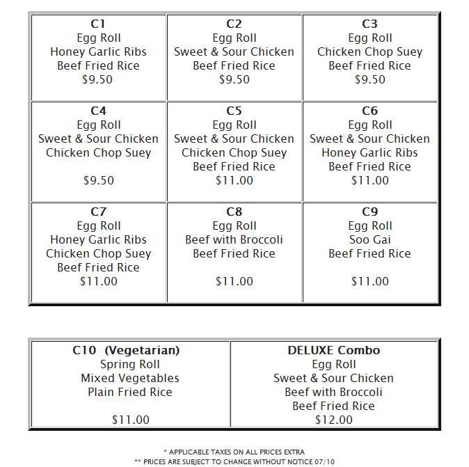 Menu at Look Ho Ho Restaurant, Halifax