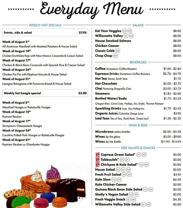 Menu at Elephants Lake Oswego restaurant, Lake Oswego, 3970 Mercantile Dr