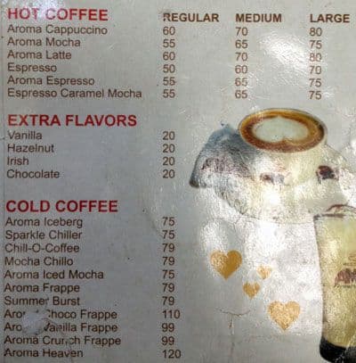 Menu at Aroma Mocha, Bhopal, Ground Floor Gulmohar Colony