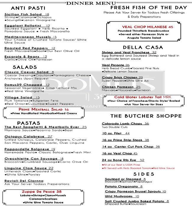 Domus Restaurant and Lounge Menu - Urbanspoon/Zomato