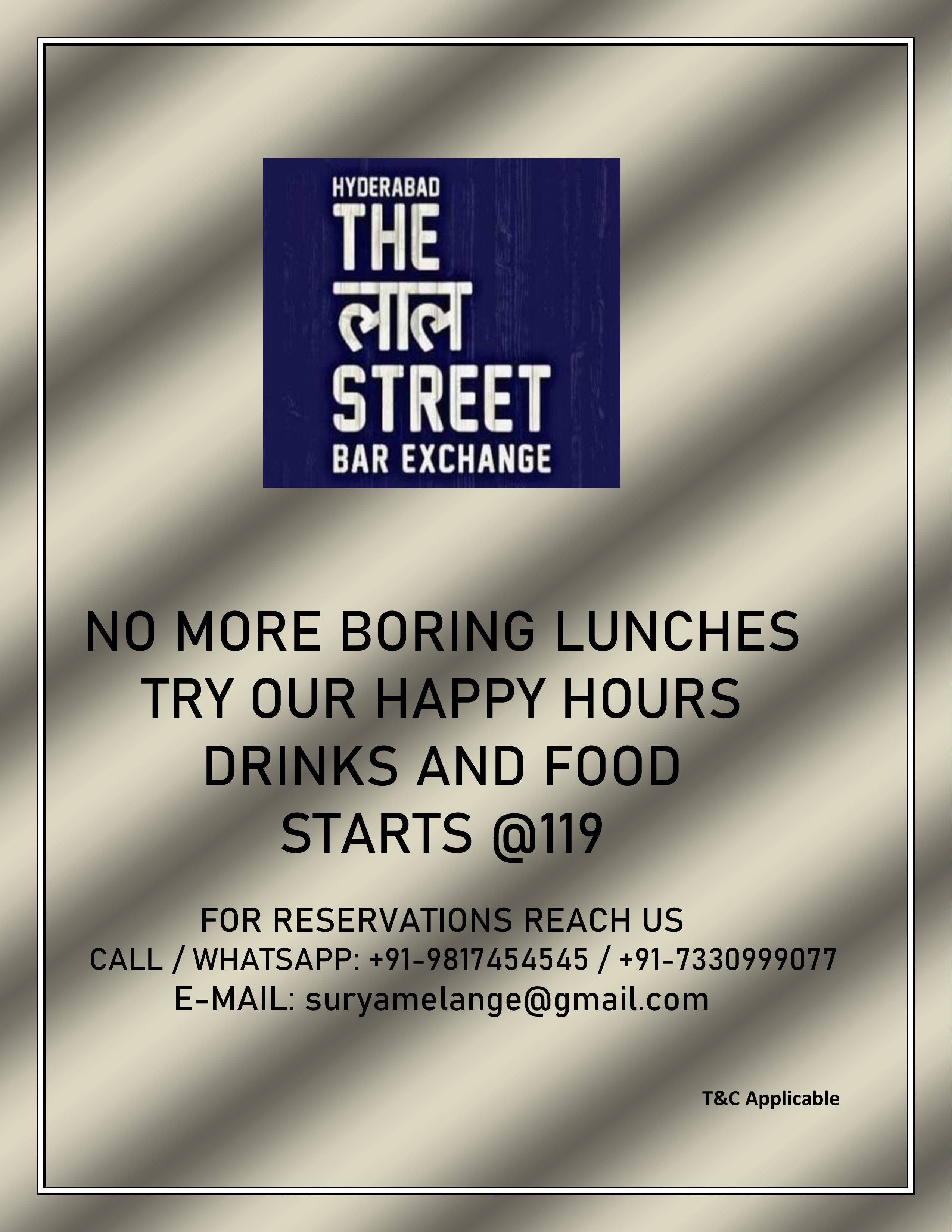 Menu of The Lal Street - Bar Exchange, Gachibowli, Hyderabad