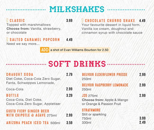 Menu at Chiquito restaurant, London, Southbury Leisure Park