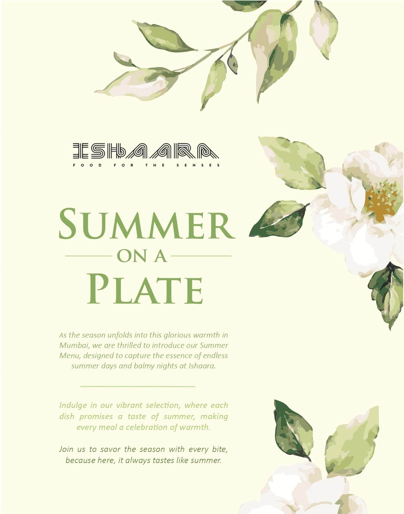 Menu of Ishaara, Lower Parel, Mumbai