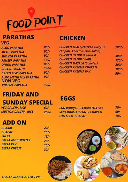 Menu of Food Point, Rasta Peth, Pune