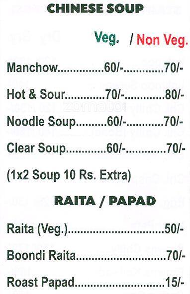 Menu at Tip-Top Chinese Hotel, Navi Mumbai