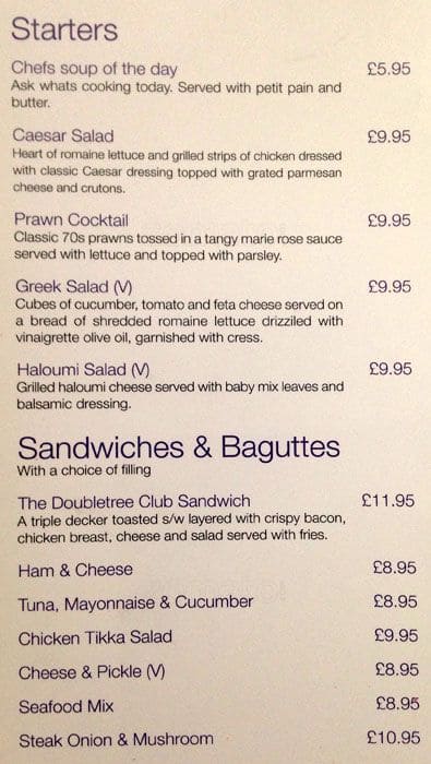 Menu at DoubleTree by Hilton London- Marble Arch pub & bar, London