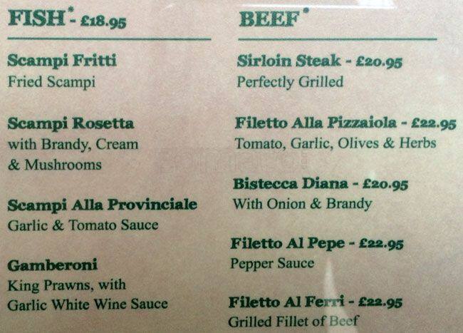 Menu at La Rosetta Restaurant, Brentford