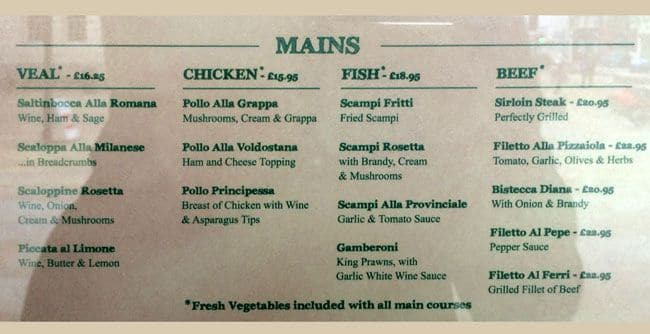 Menu at La Rosetta Restaurant, Brentford