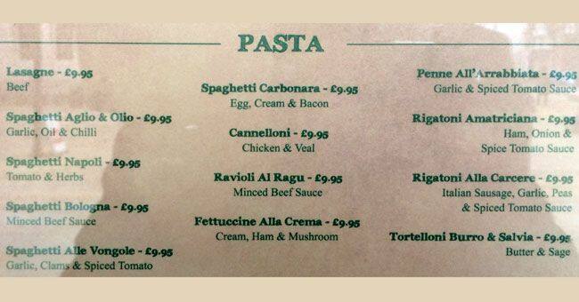 Menu at La Rosetta Restaurant, Brentford