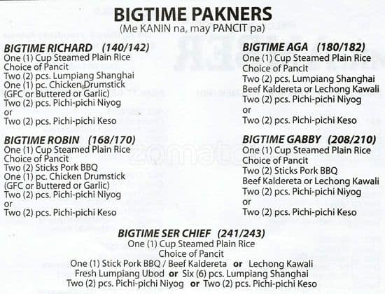 Menu at Mr.Amber restaurant, Parañaque