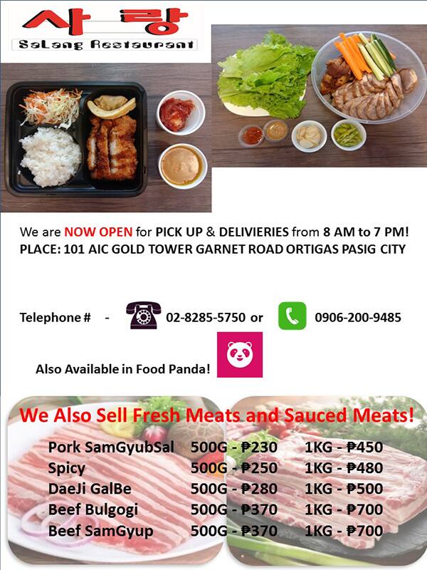 Menu at Salang Restaurant, Pasig