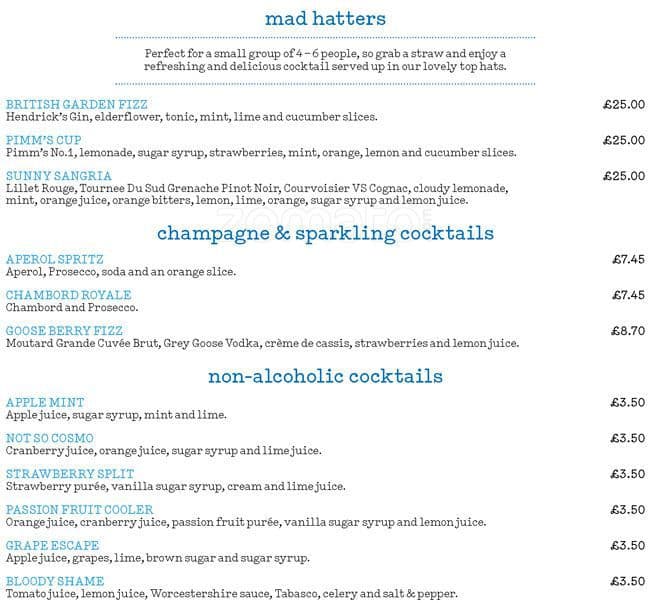 Menu at Pitcher & Piano Birmingham pub & bar, Birmingham, Eleven ...