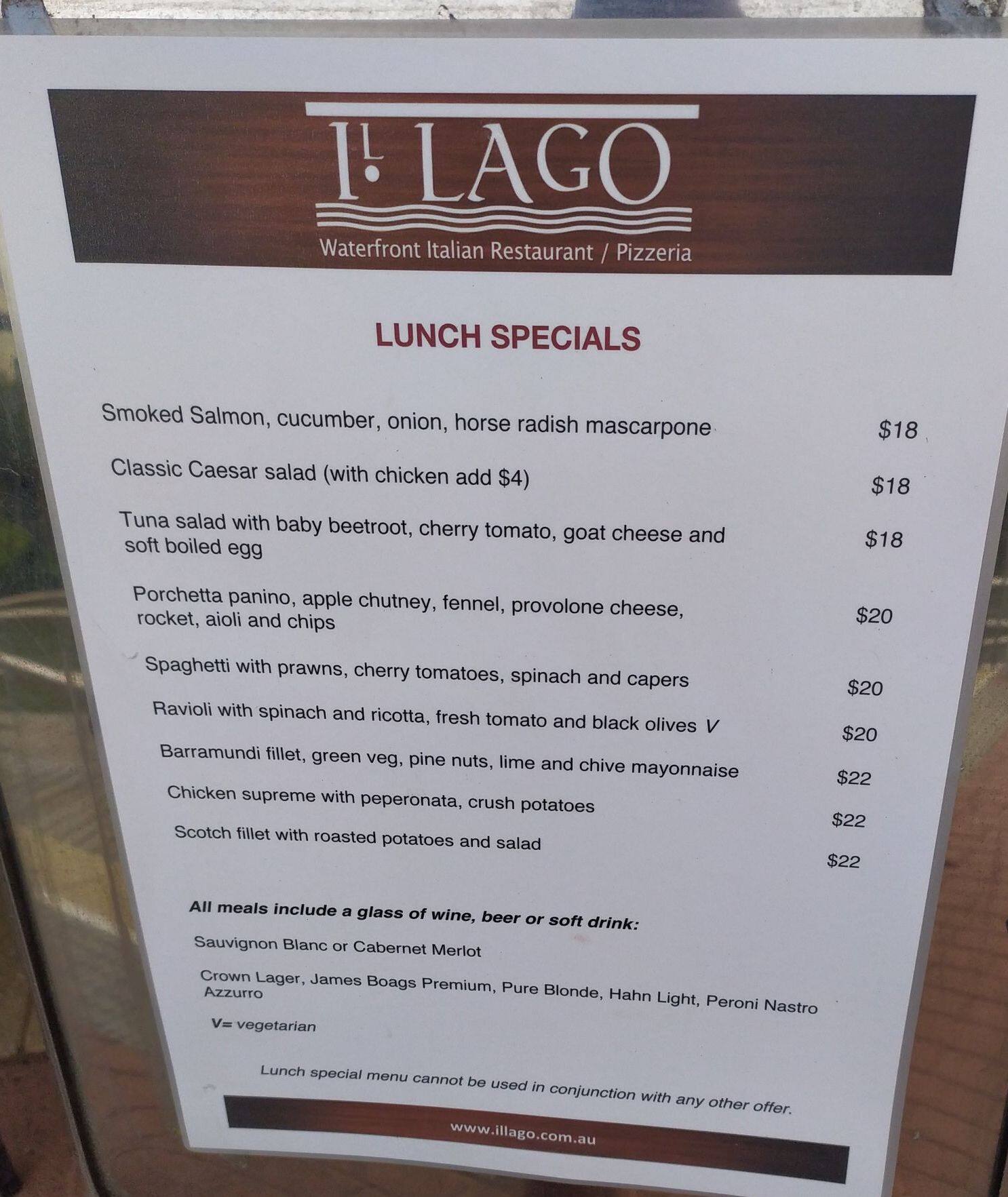 Menu at Il Lago Italian Restaurant, Baulkham Hills, G01/8 Century Cct