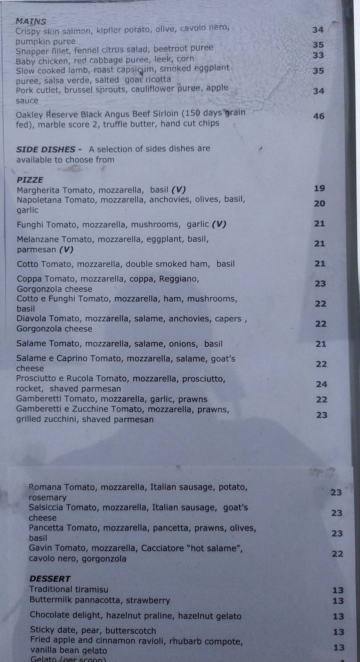 Menu at Il Lago Italian Restaurant, Baulkham Hills, G01/8 Century Cct