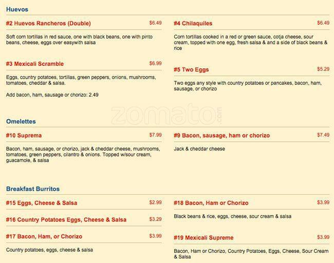 Mexicali Express Menu, Menu for Mexicali Express, Beaverton, Beaverton ...
