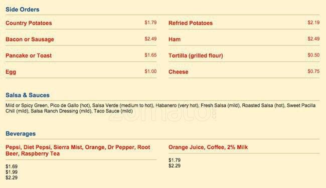 Menu at Mexicali Express restaurant, Beaverton, SW Canyon Rd #2104