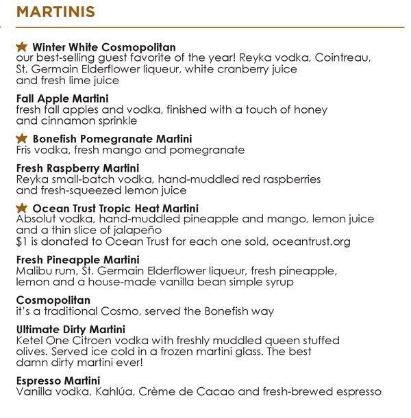 Menu at Bonefish Grill pub & bar, Spokane