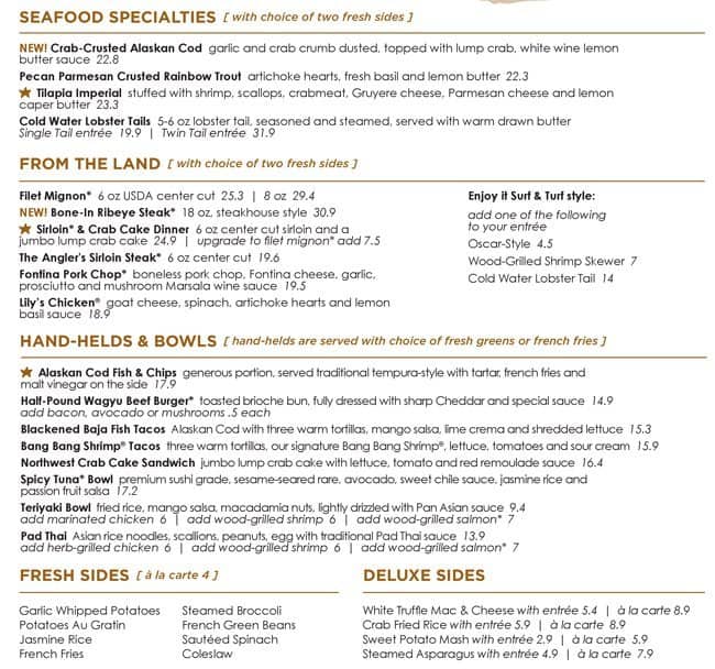 Menu at Bonefish Grill pub & bar, Spokane