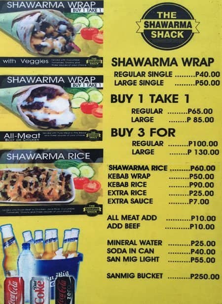 Shawarma Shack Menu, Menu for Shawarma Shack, SM City North EDSA ...