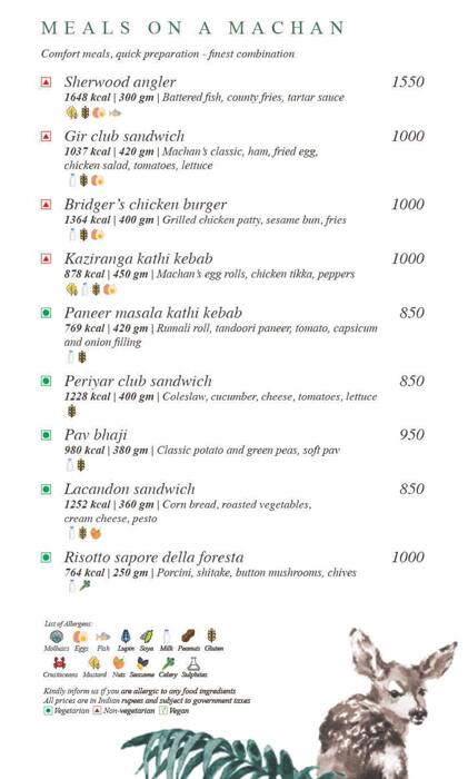Menu at Machan, Bengaluru, The Taj West End