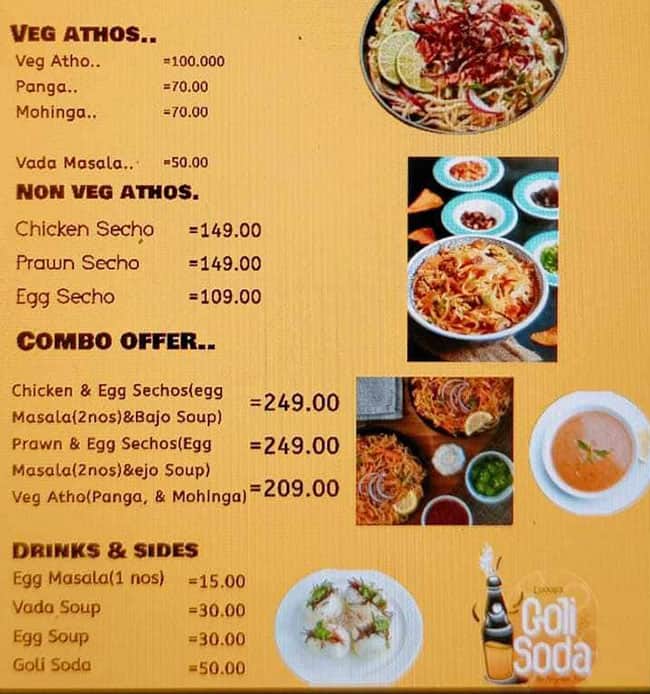 Menu of The Burmese, Besant Nagar, Chennai