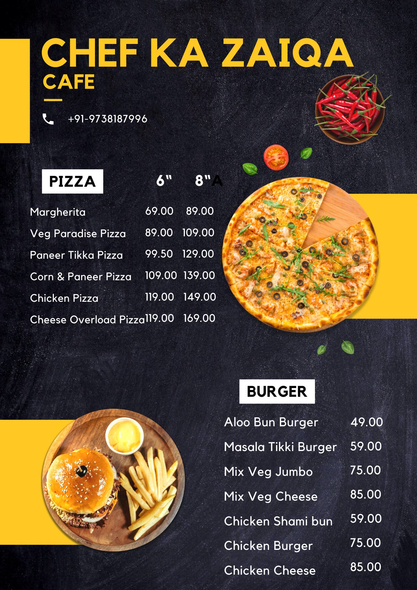 Menu of Chef Ka Zaiqa, RT Nagar, Bangalore