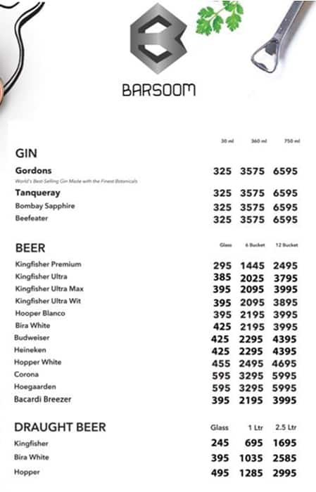 Menu at The Frat House, Delhi, 26