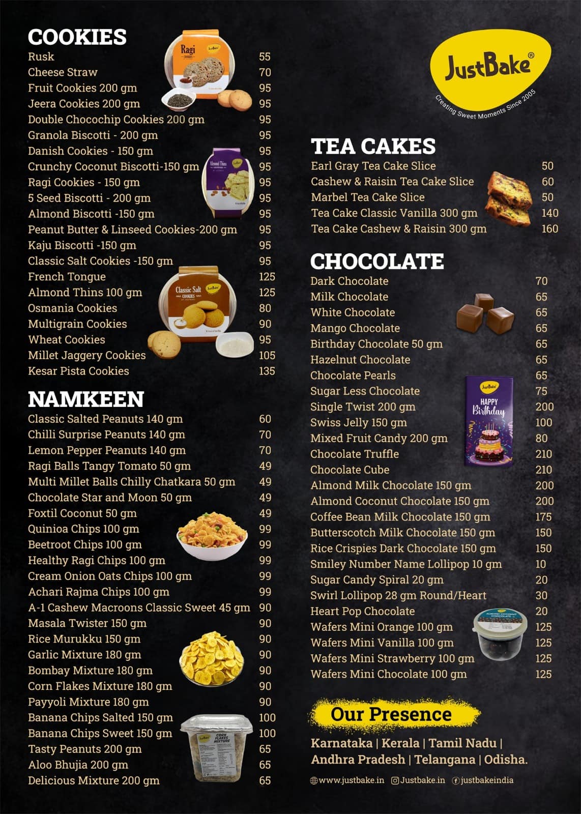 Menu of Just Bake, Basaveshwara Nagar, Bangalore