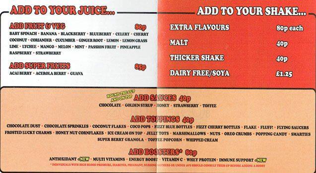 Menu at ShakeTastic pub & bar, Wembley, Wembley Park Boulevard