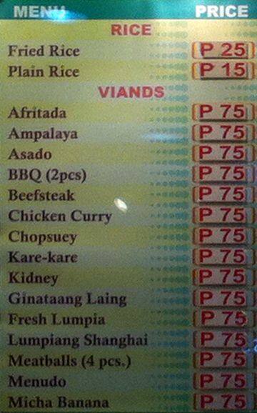 Carta de Bodhi Vegetarian Restaurant, Ciudad Quezon, 878 Banawe St