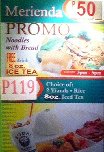 Menu at Bodhi Vegetarian Restaurant, Quezon City, 878 Banawe St