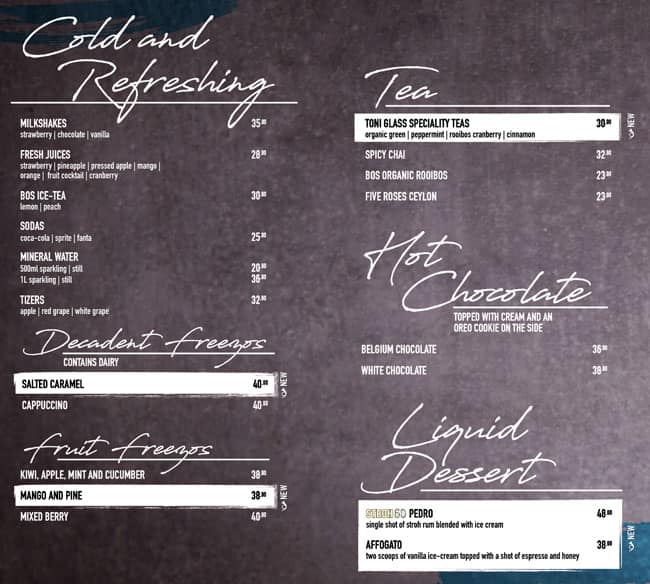 Menu at News Cafe Town Square, Roodepoort