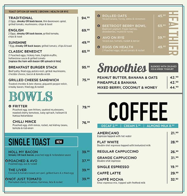 Speisekarte von News Cafe Rivonia, Sandton, Rivonia