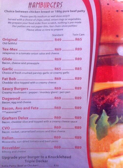 Menu at Grafters Tavern - What’s the Rush! pub & bar, Pretoria