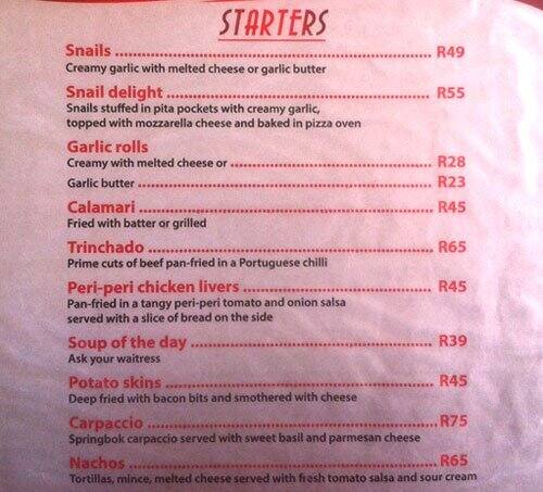 Menu at Grafters Tavern - What’s the Rush! pub & bar, Pretoria