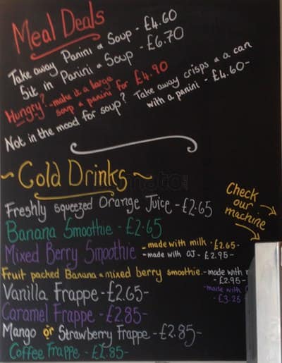 Menu at Cafe Wander, Glasgow, Argyle Street