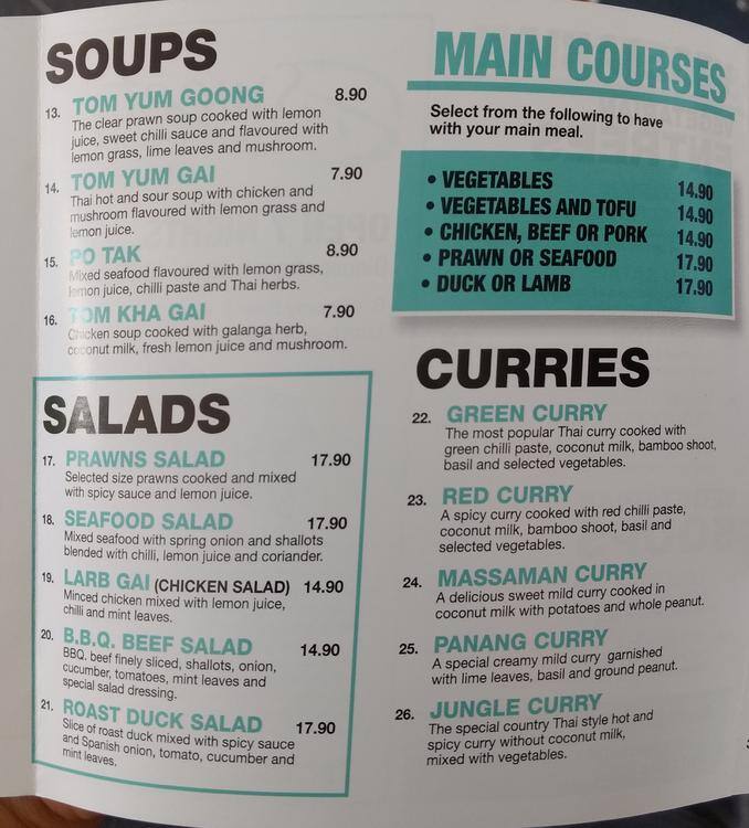 Menu at Sweet Basil Thai Restaurant, Gymea