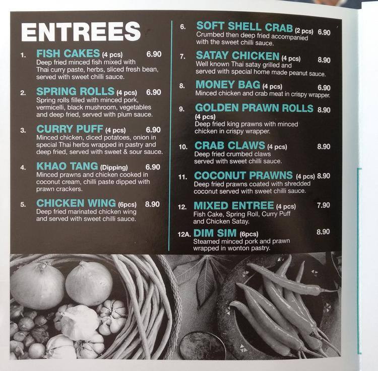 Menu at Sweet Basil Thai Restaurant, Gymea