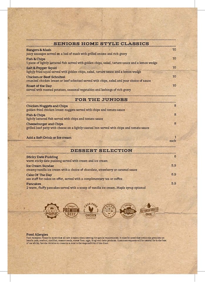 Menu at Stockade Tavern pub & bar, Salisbury