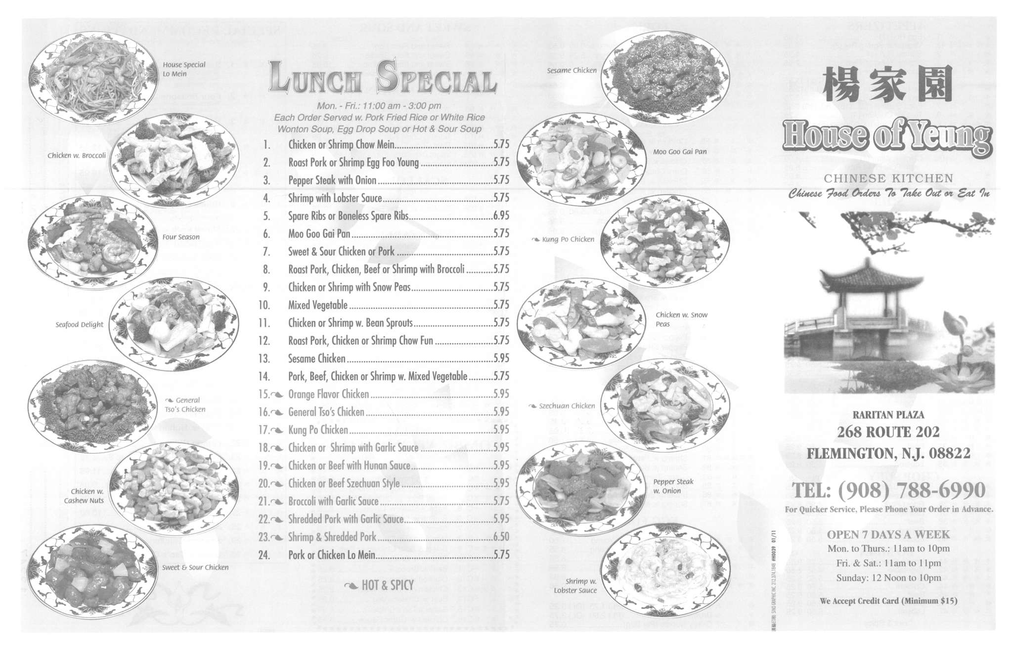 Menu at House of Yeung, Flemington, 268 US Highway 202/31
