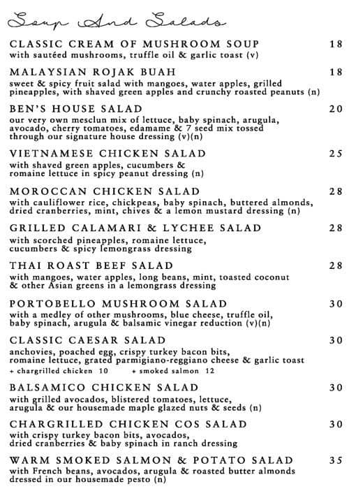 Ben's Menu, Menu for Ben's, Kuala Lumpur City Center, Kuala Lumpur ...