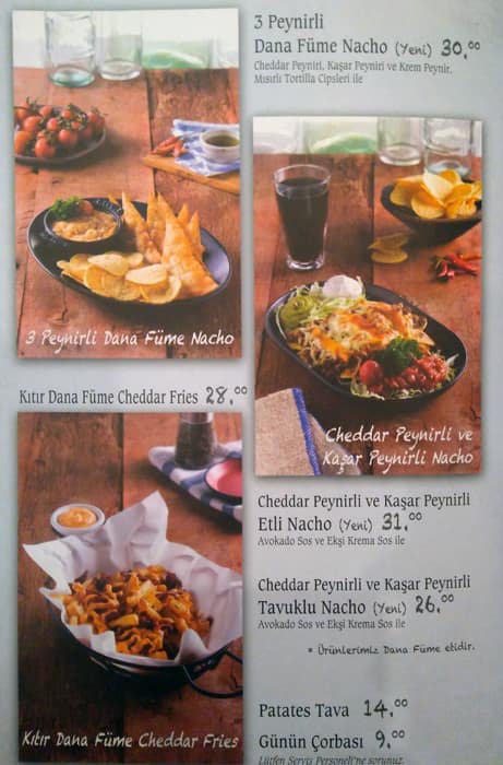 Menu at Görgülü Pastanesi, Istanbul, Acibadem Caddesi