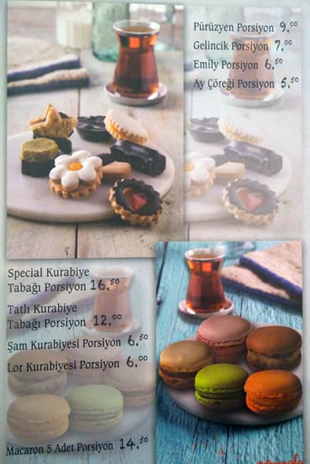 Menu at Görgülü Pastanesi, Istanbul, Acibadem Caddesi