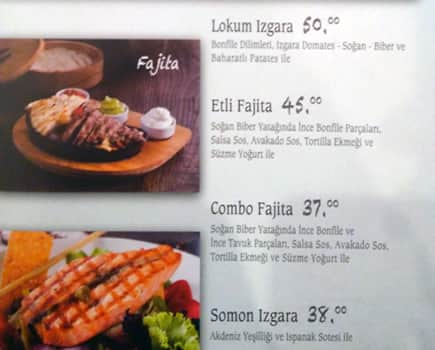 Menu at Görgülü Pastanesi, Istanbul, Acibadem Caddesi