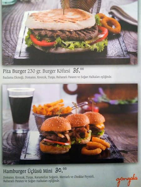 Menu at Görgülü Pastanesi, Istanbul, Acibadem Caddesi