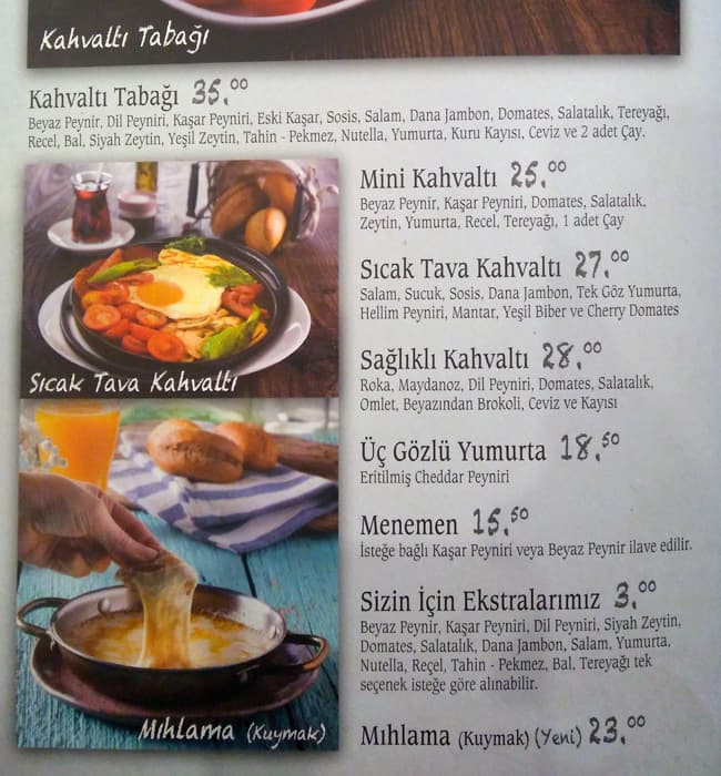 Menu at Görgülü Pastanesi, Istanbul, Acibadem Caddesi