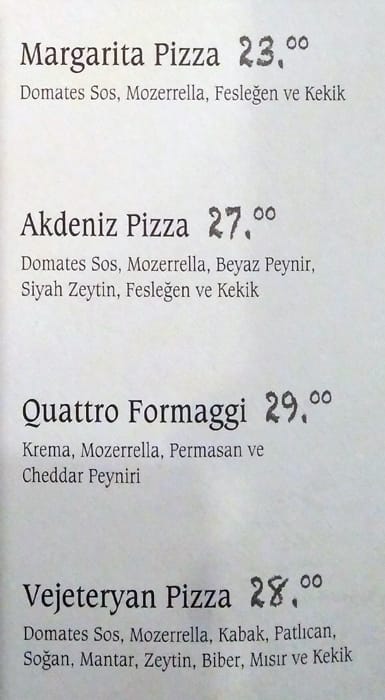 Menu at Görgülü Pastanesi, Istanbul, Acibadem Caddesi