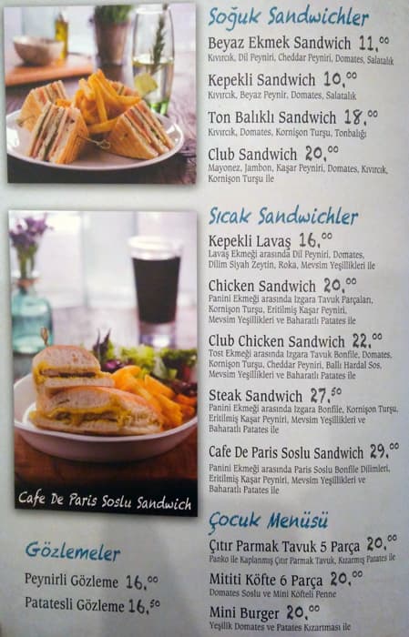 Menu at Görgülü Pastanesi, Istanbul, Acibadem Caddesi