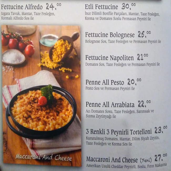 Menu at Görgülü Pastanesi, Istanbul, Acibadem Caddesi