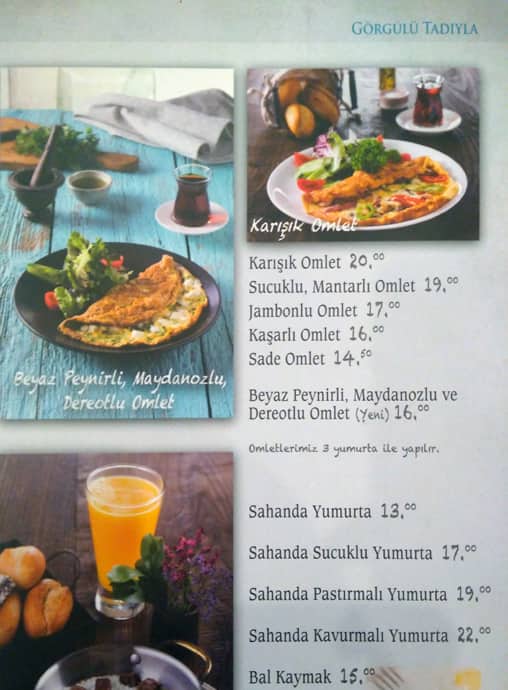 Menu at Görgülü Pastanesi, Istanbul, Acibadem Caddesi